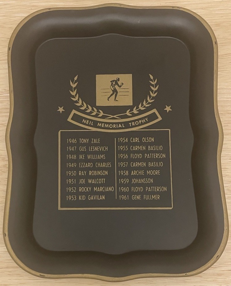 RARE 1961 Boxing Neil Memorial Trophy Tin Tip Tray Marciano Robinson ...