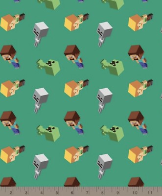 FQ Gamer Video Game Fabric MineCraft Quilt Cotton Fat Quarter 18"x21 ...
