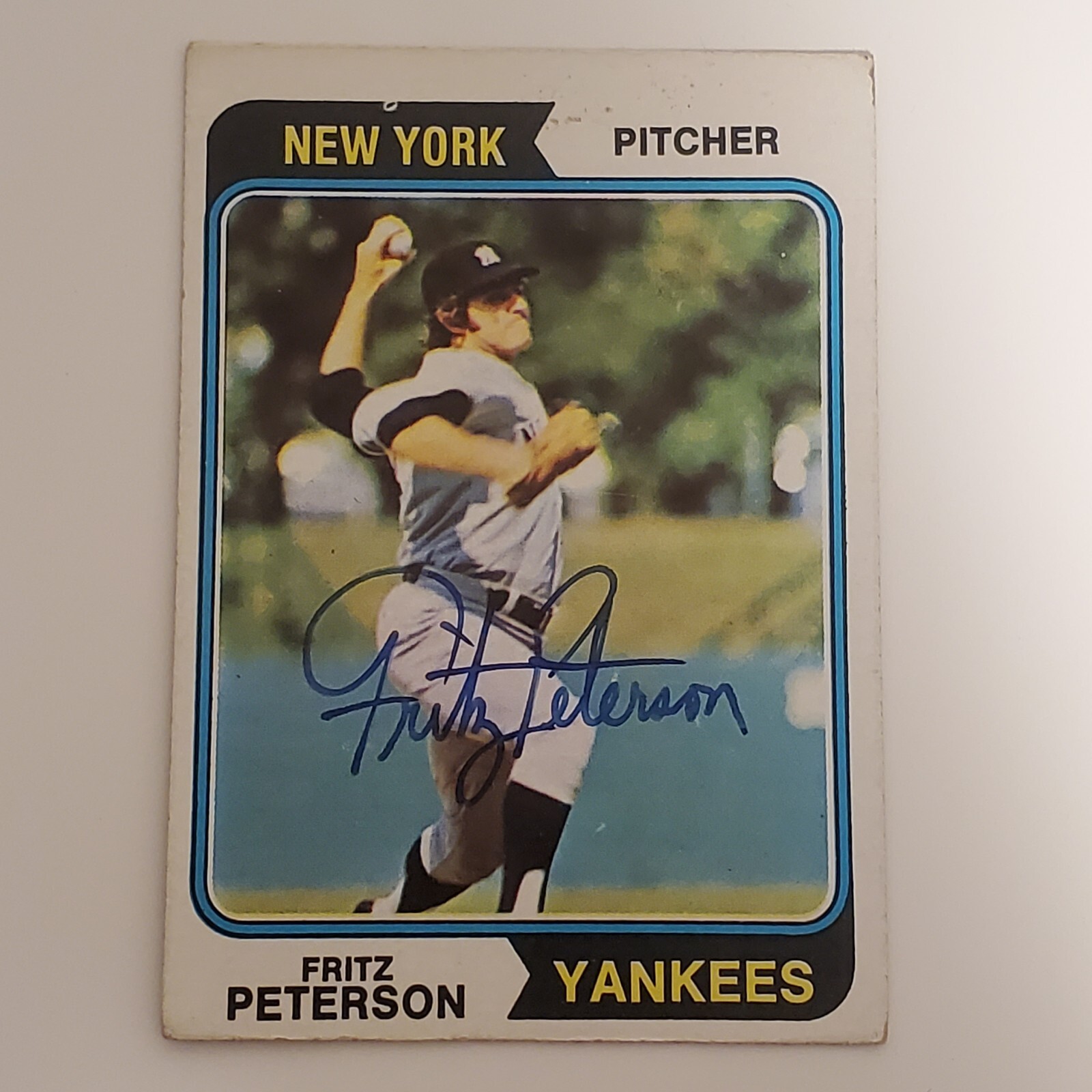 1974 Topps #229 FRITZ PETERSON Autograph Signed Card New York Yankees ...