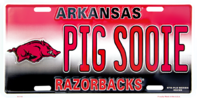 ARKANSAS RAZORBACKS PIG SOOIE EMBOSSED METAL NOVELTY LICENSE PLATE TAG ...