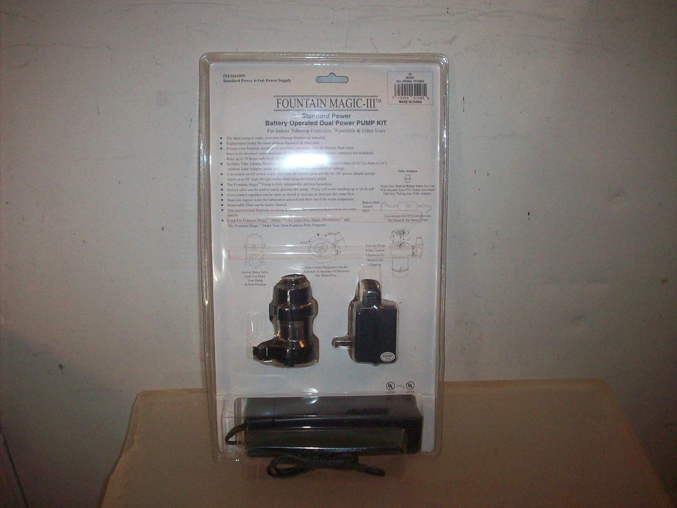 NEW FOUNTAIN MAGIC III DUAL POWER PUMP KIT FOR FOUNTAINS Battery Or ...
