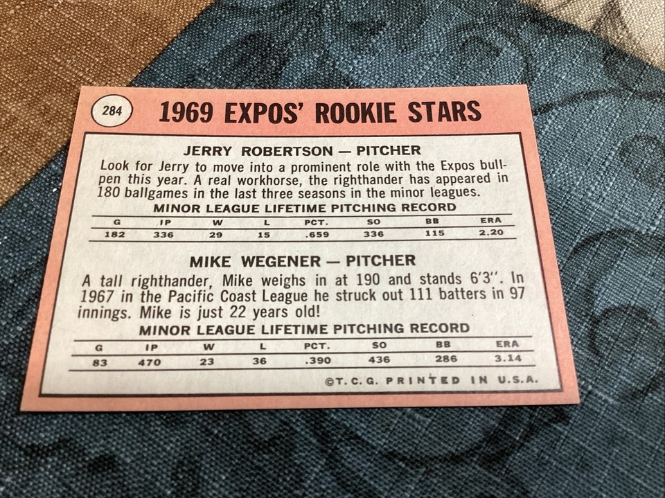 1969 Topps #284 Expos Rookies Robertson Wegener NM++! centered! | eBay