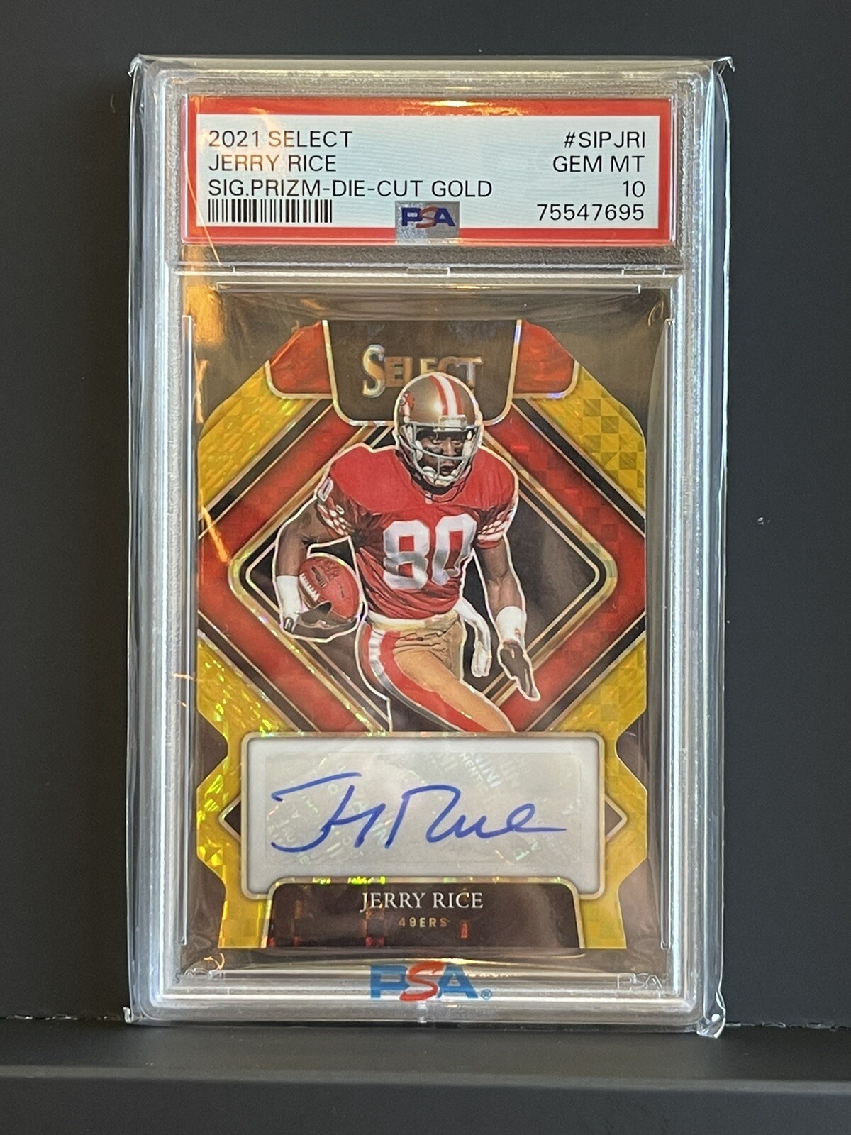 Jerry Rice Autographed Signed 2021 Select Gold Die Cut Auto PSA Pop 1