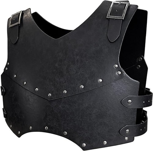 Medieval Faux Leather black Chest Armor,Retro Mercenary Knight Archer ...