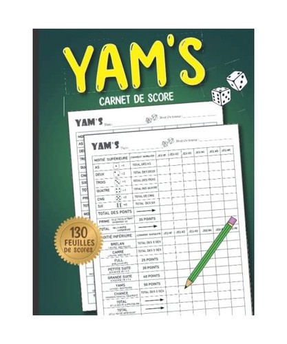 Yam's Carnet de Scores: 130 Feuilles de Scores | Yams Bloc De Marque ...