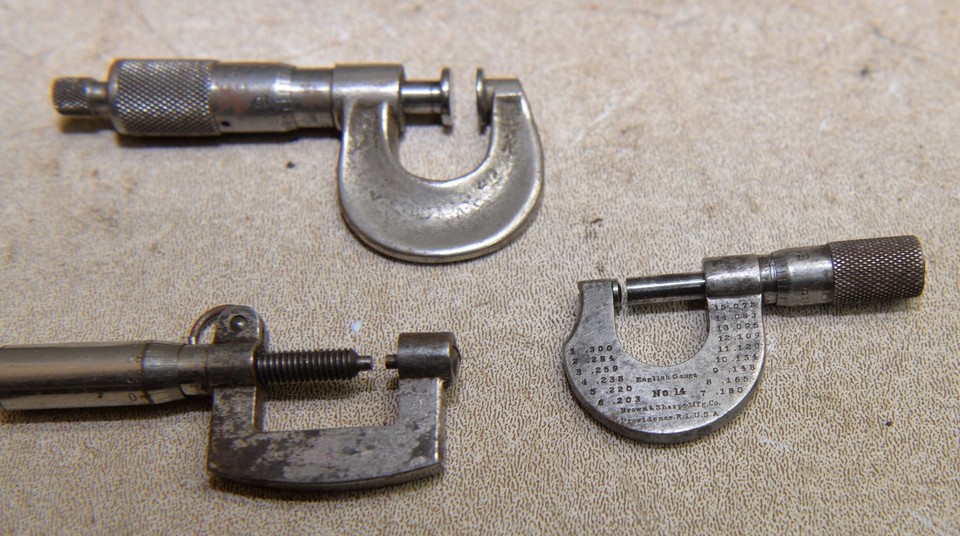 Antique machinist tools exposed thread micrometer B & S No 14 Reed ...