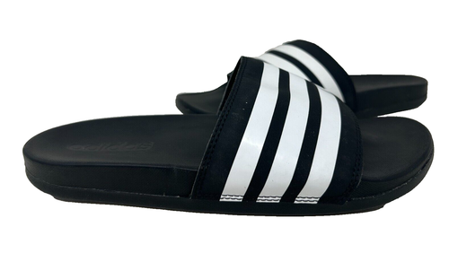 Adidas Women's ADILETTE Slip On Slides Sandals Black/White #AP9966 Size ...