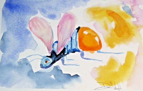 Firefly by Delilah impressionism 6x9 watercolor bug insect | eBay