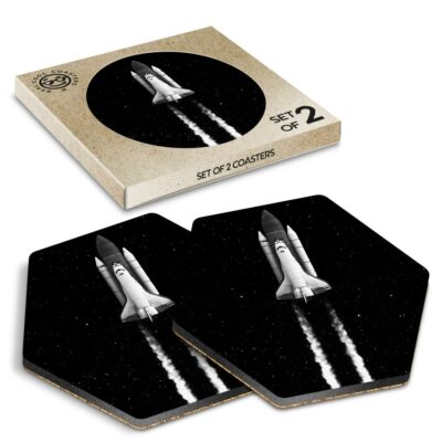 2 x Hexagon Coasters - BW - Space Rocket Shuttle Solar System #41100 ...