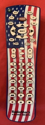 Radio Shack 4 in 1 Universal Remote Control American Flag Red White ...