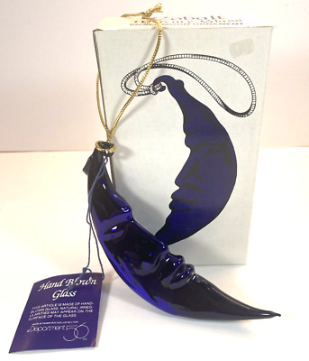 Dept 56 Mercury Glass Small Moon Christmas Ornament COBALT BLUE #9069-7 ...