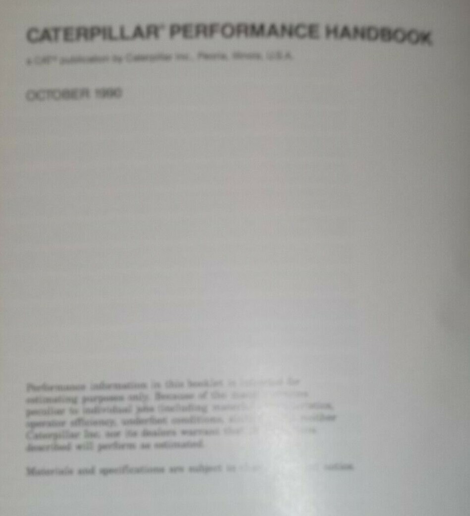 Cat Caterpillar Performance Handbook 21 21ST Édition 1991 Imprimé ...