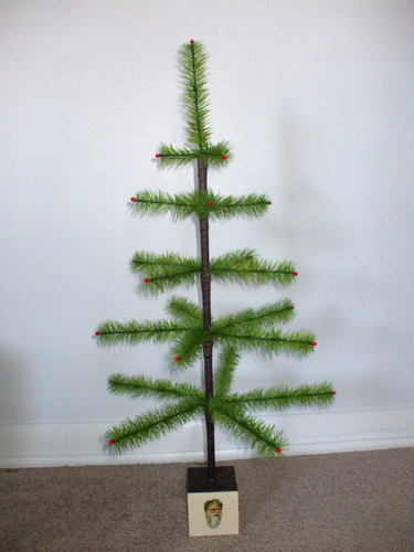 VINTAGE 29" SPRING GREEN FEATHER TREE! MADE IN THE USA!REAL GOOSE ...