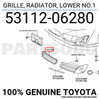 5311206280 Genuine Toyota GRILLE, RADIATOR 53112-06280 | eBay