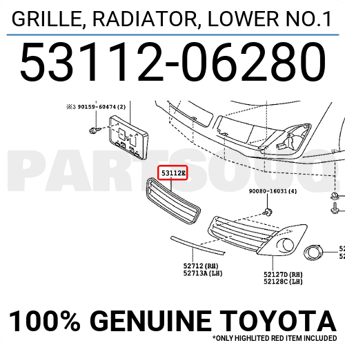 5311206280 Genuine Toyota GRILLE, RADIATOR 53112-06280 | eBay