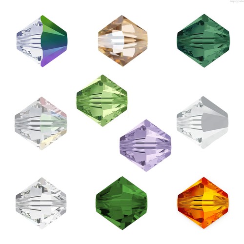 1,000 New Loose Swarovski Bicone Crystals 5301/5328 Mixed Sizes/Colors ...
