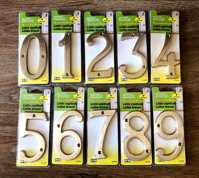 New Sealed - Hy-Ko 4" Solid Brushed Brass House Numbers - 43BB Series ...