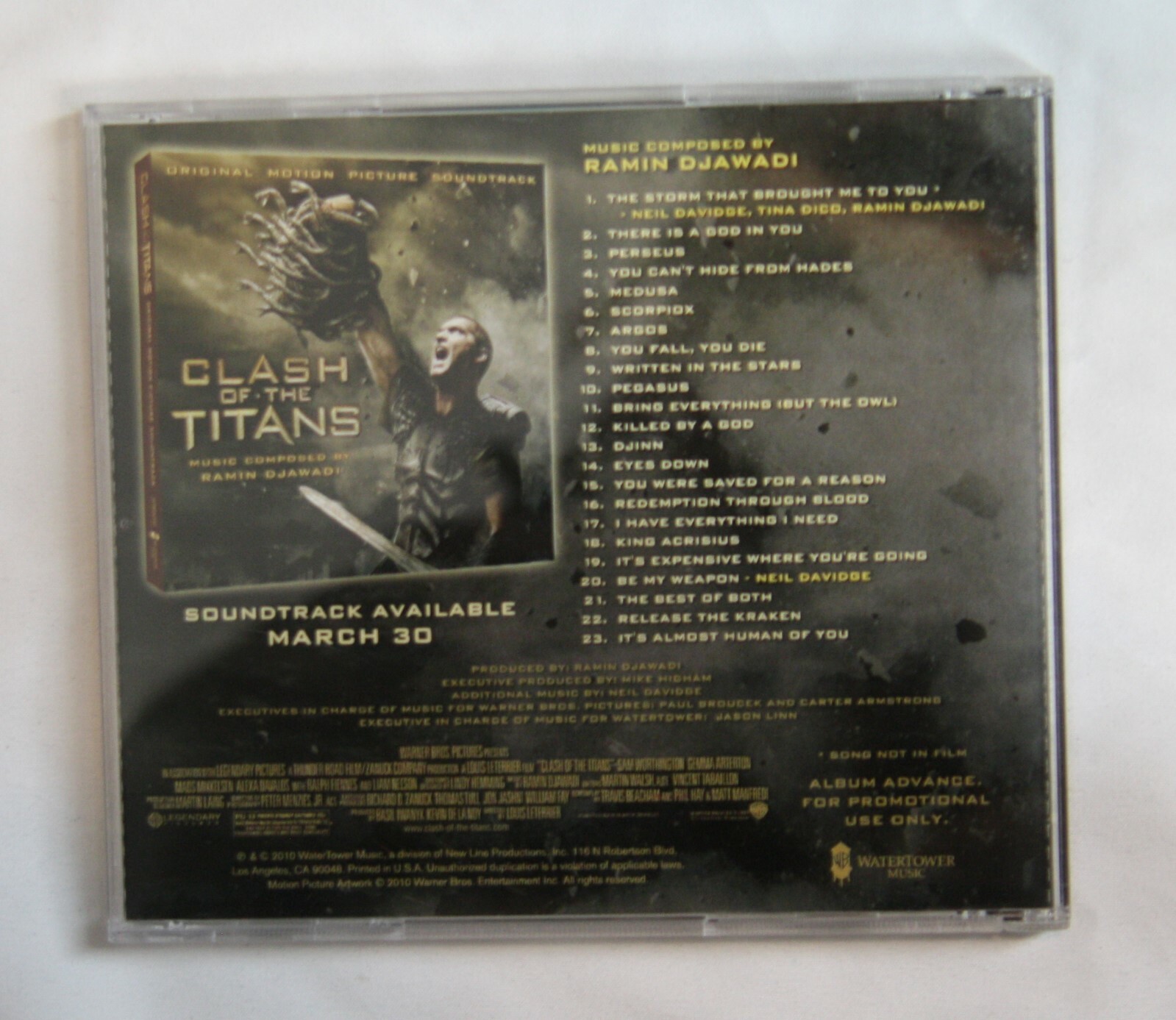 Clash of the Titans Original Motion Picture Soundtrack Promo CD Ramin ...