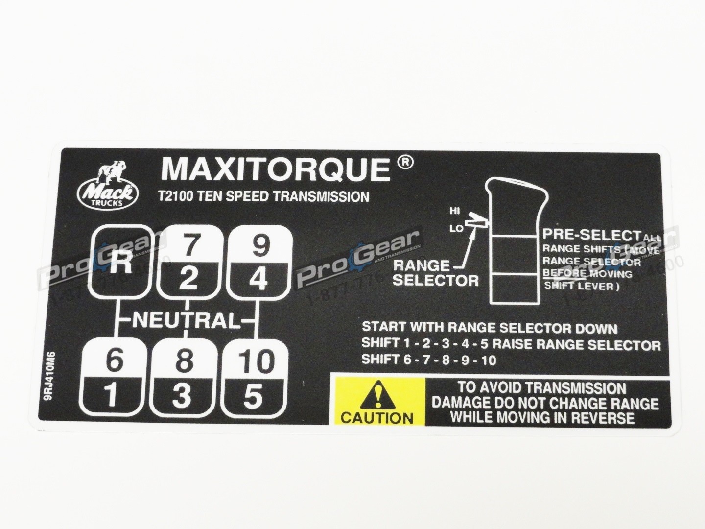 10 speed Mack Transmission T2100 shift pattern 9RJ410M6 | eBay