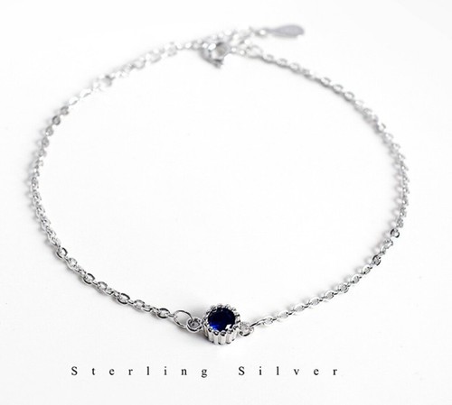 Fashion Women Chic Blue Round CZ Drill 925 Sterling Silver Chain ...