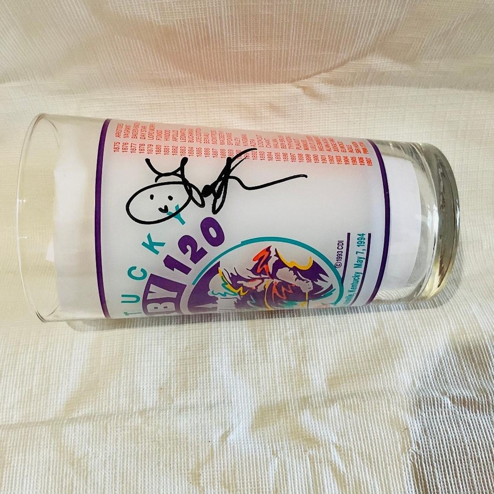 1994 Kentucky Derby Glass Autographed by Jerry Bailey & Julie Krone ...