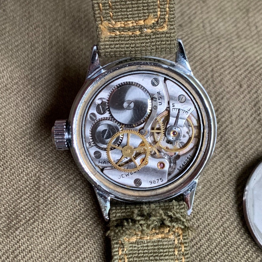 1944 Hamilton USN BUSHIPS Grade 987S Hack Black Luminous Dial Watch - Serviced | eBay