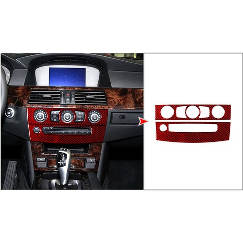Red Carbon Fiber Interior Central Control Cover Trim For BMW 5 Series ...