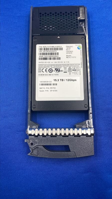 X670A NetApp 15.3TB 2.5" SAS 12Gbps SSD 108-00530 MZ-ILT15T0 ...