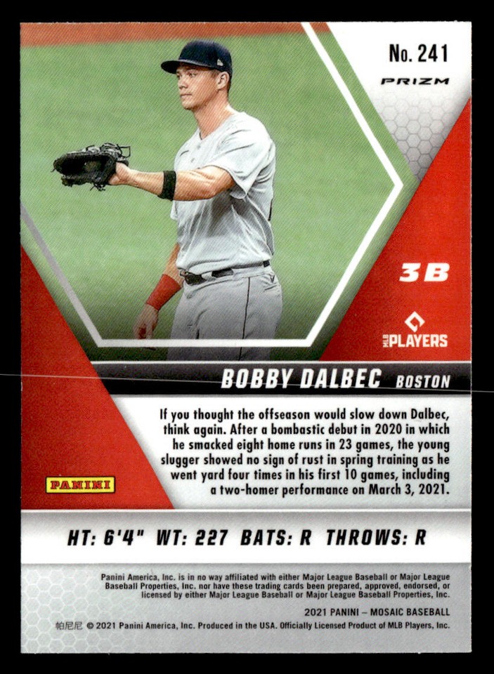 2021 Panini Mosaic #241 Bobby Dalbec Reactive Red card | eBay