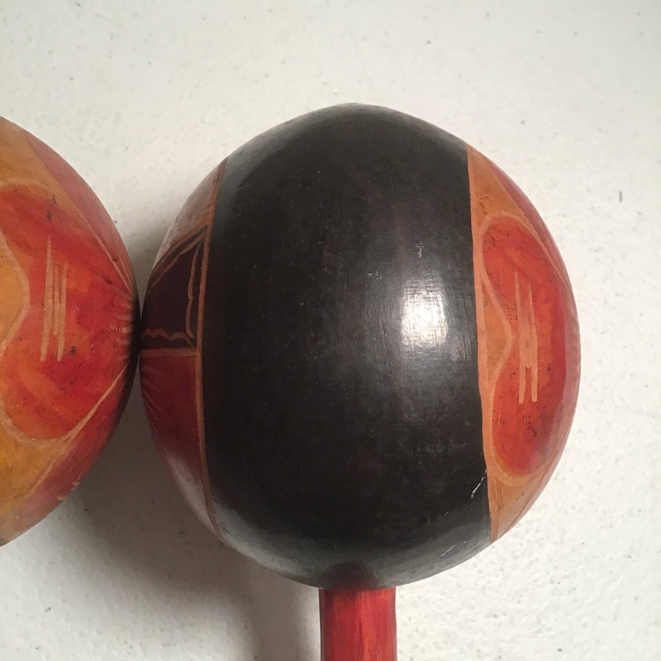 Recuerdo De Cartagena Wood Handmade Maracas Painted Art Vintage ...