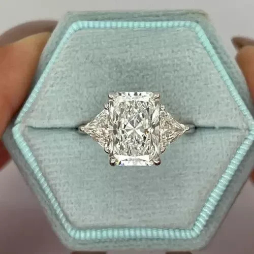 5Ct Radiant Cut Lab Created Diamond Women Engagement Ring 14k White ...