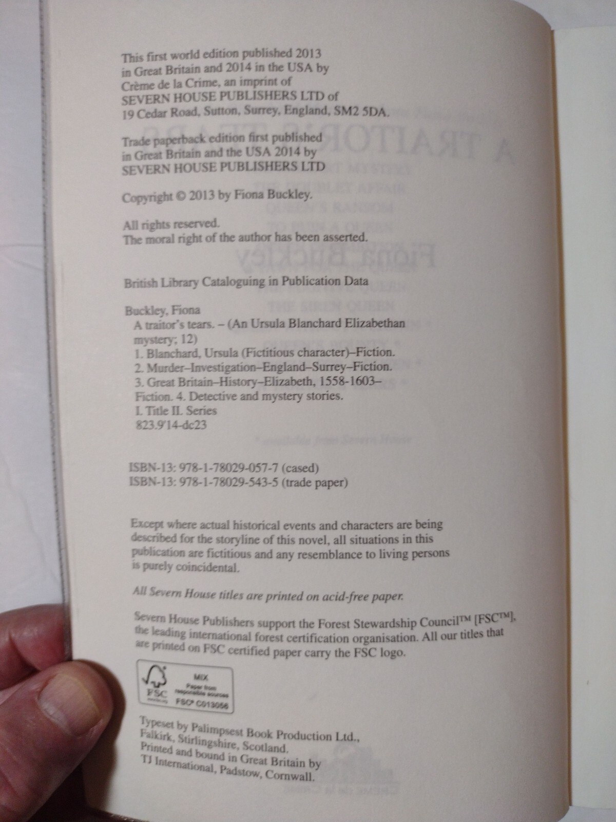 A Traitor's Tears by Fiona Buckley 5.5x8.5 Paperback #12 Ursula ...