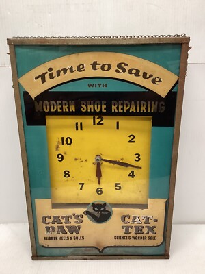 Vintage Time To Save With Modern Shoe Repairing CAT'S PAW CAT-TEX Wall ...