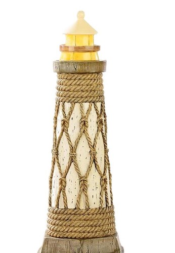 Lighthouse LED Statue 16" High Nautical Weathered Wood Look Poly Stone ...