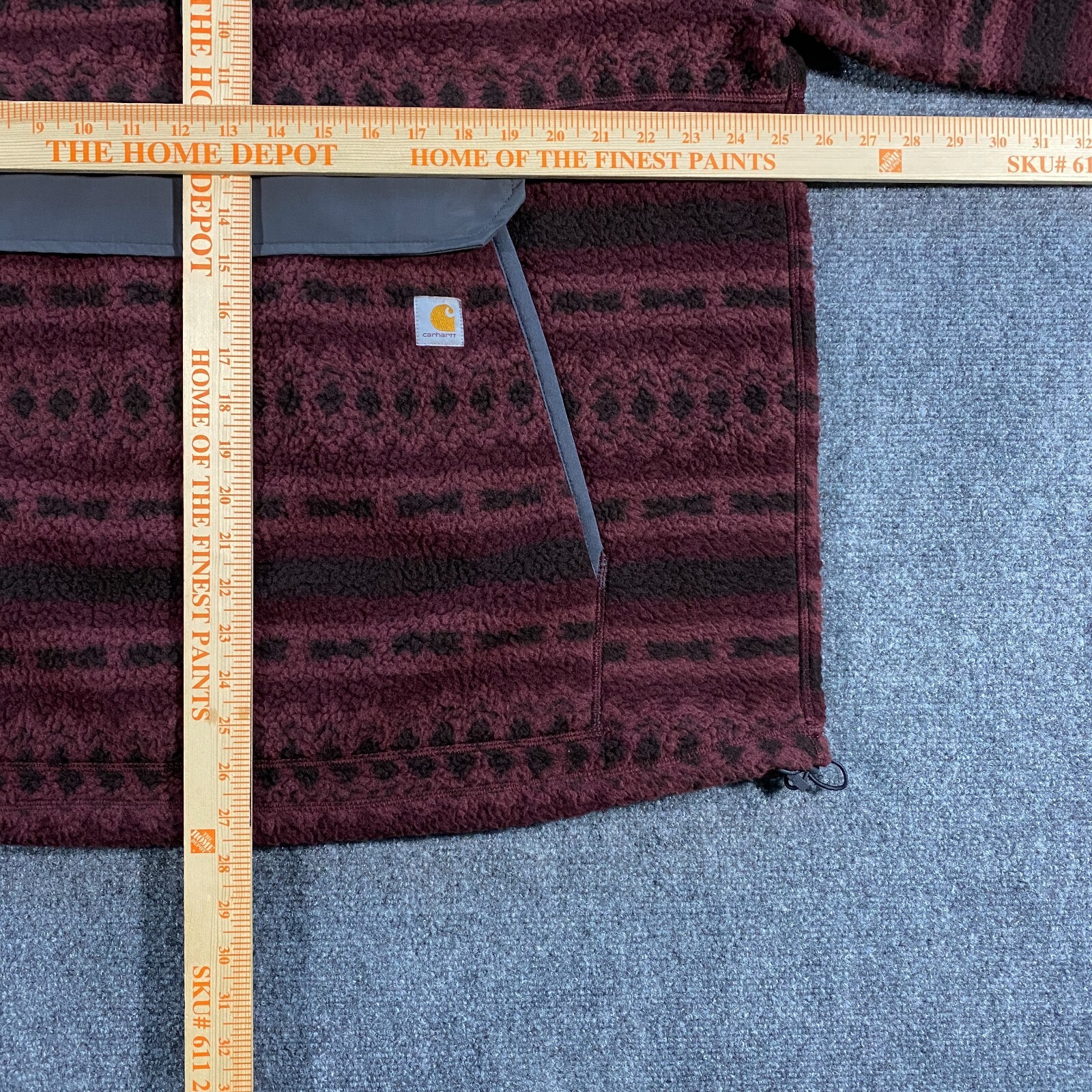 Carhartt Fleece Pullover Jacket Womens 1X Tall XTall Aztec Burgundy Red ...