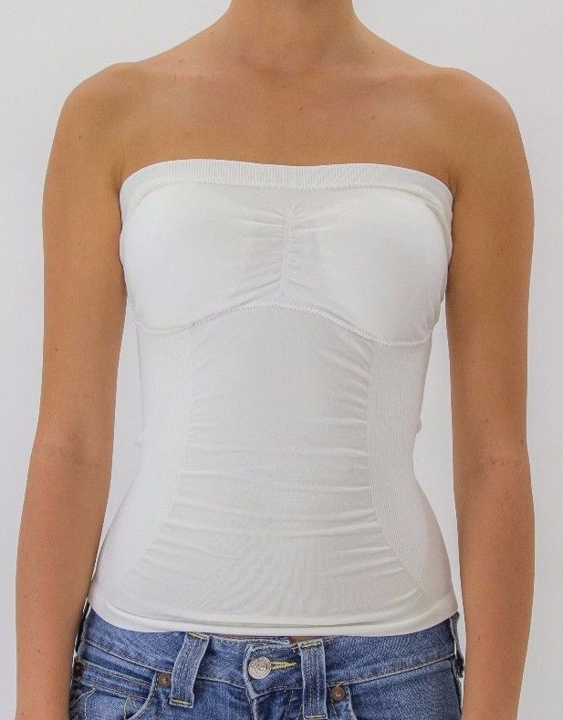 Women's Strapless Ribbed Seamless Bandeau Tube Top Layering Stretch ...