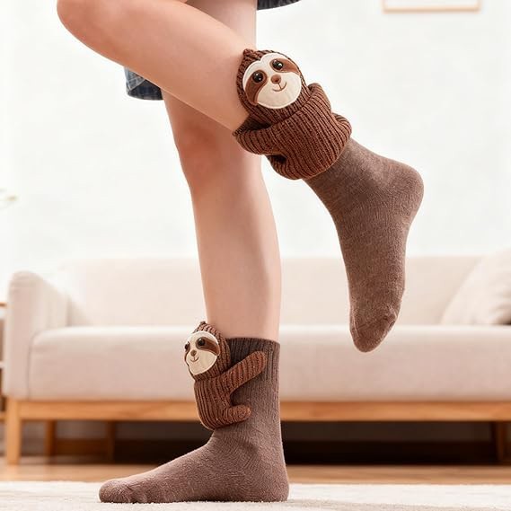 Cute 3D Knit Animal Sloth Hug Crew Socks 2025 Christmas Gifts Long ...