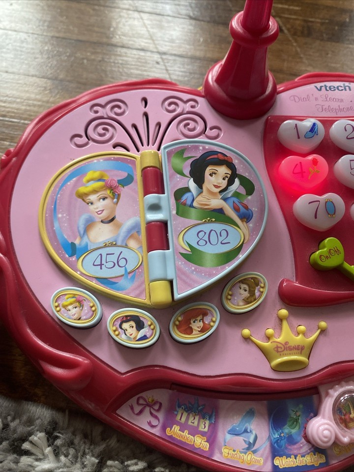 Rare VTech Disney Princess Dial N Learn Telephone Light Up Talking Toy ...