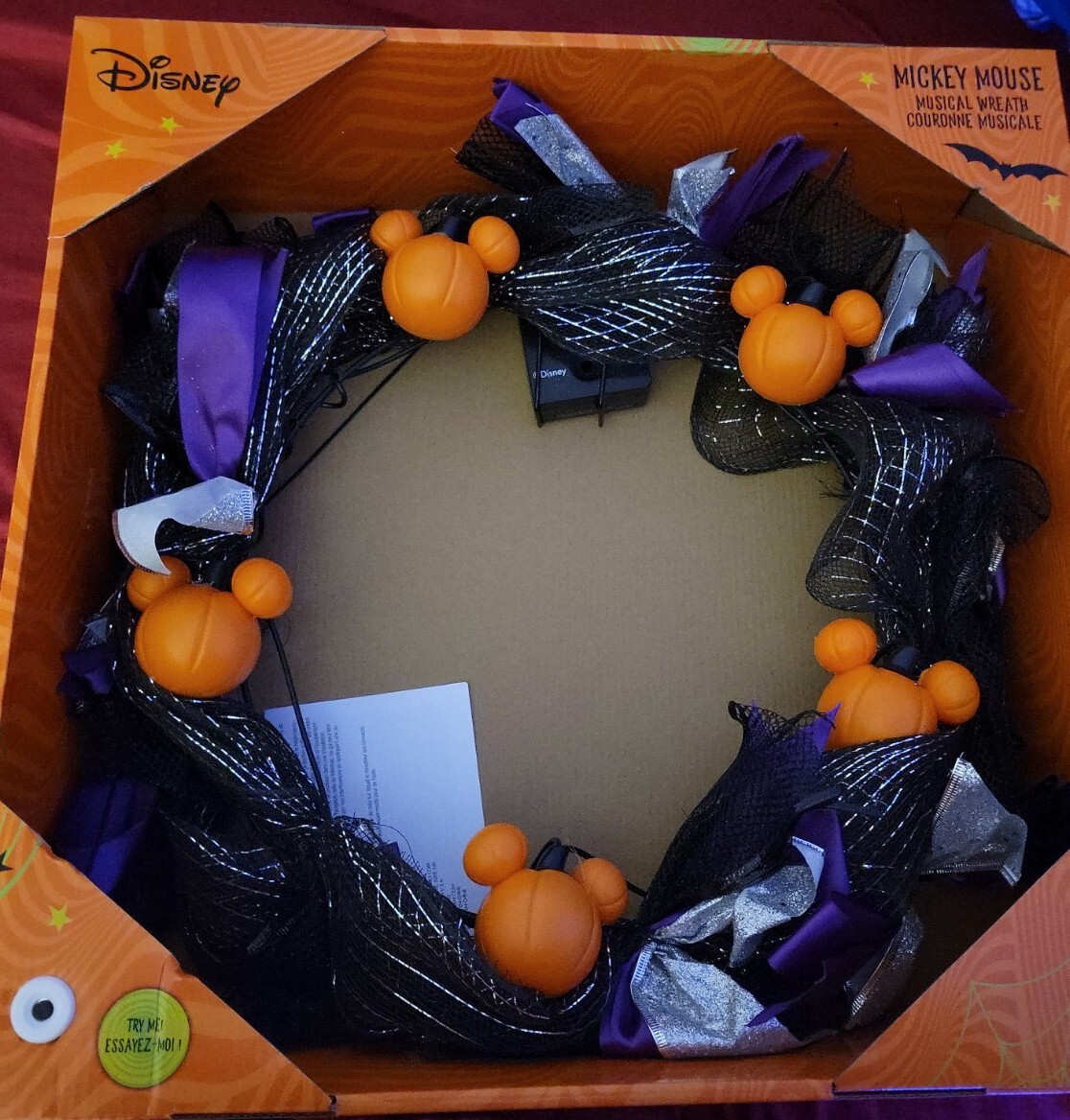 Disney Halloween Mickey Mouse Musical Lighted Black Wreath w/Orange ...