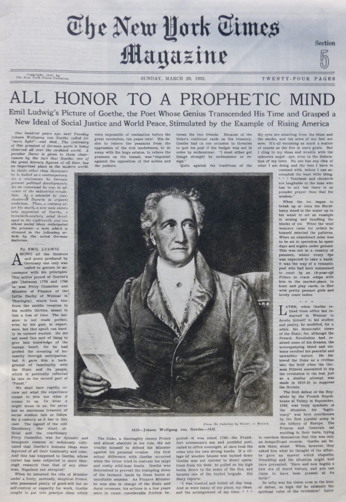 1932 March 20 GOETHE NAPOLEON MANCHURIA CORBUSIER BEAN SOYA HINDENBURG ...