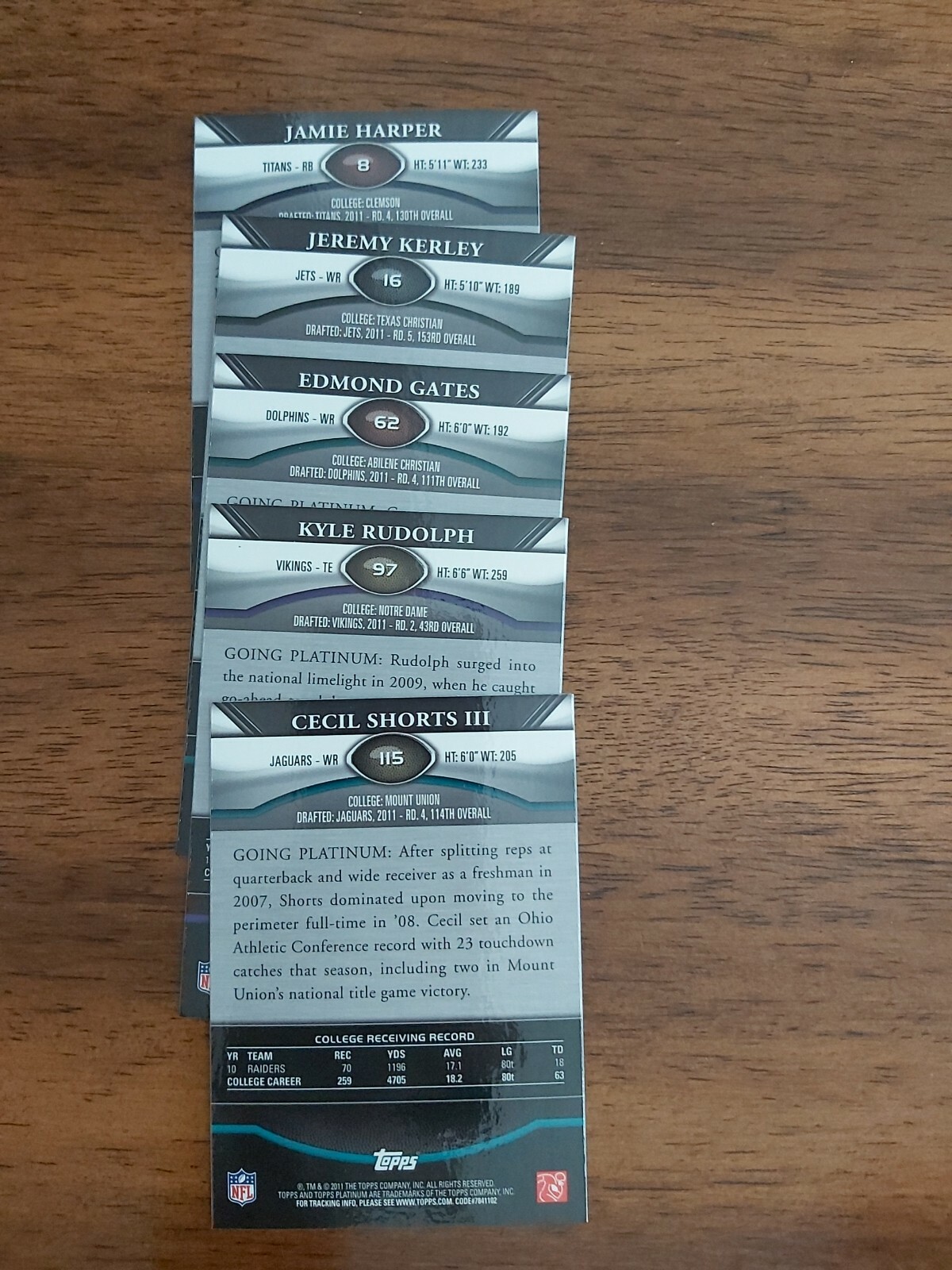 Lot Of Five 2011 Topps Platinum NFL Rookie X-Fractor Parallel Cards | eBay