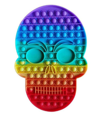 30cm Jumbo GIANT Fidget Toys PopIt Bubble Rainbow Skull Shape Stress ...