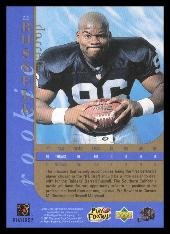 1997 Upper Deck UD3 #22 Darrell Russell RC Rookie Oakland Raiders | eBay