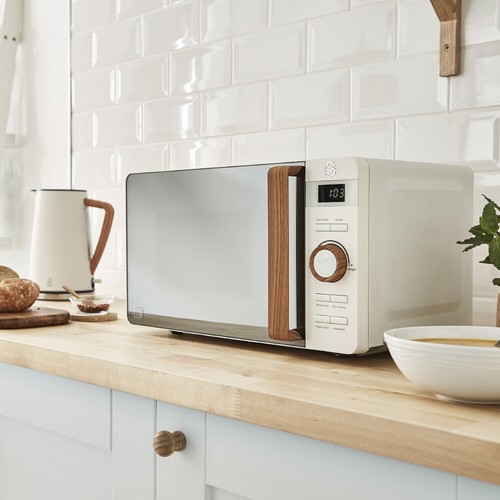 Swan Nordic White Kettle 4 Slice Toaster & Digital Microwave ...