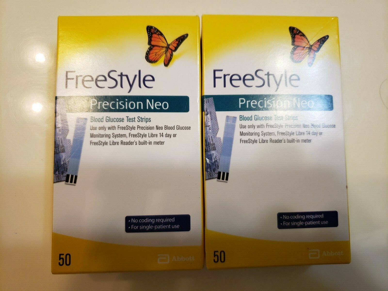 100 FreeStyle Precision Neo Blood Glucose Test Strips ( 50 CT x 2) Exp ...