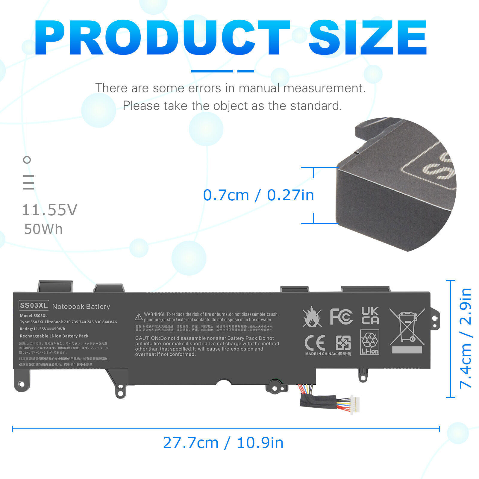 SS03XL Battery For HP EliteBook G5 G6 735 745 830 840 852 932823-421 ...
