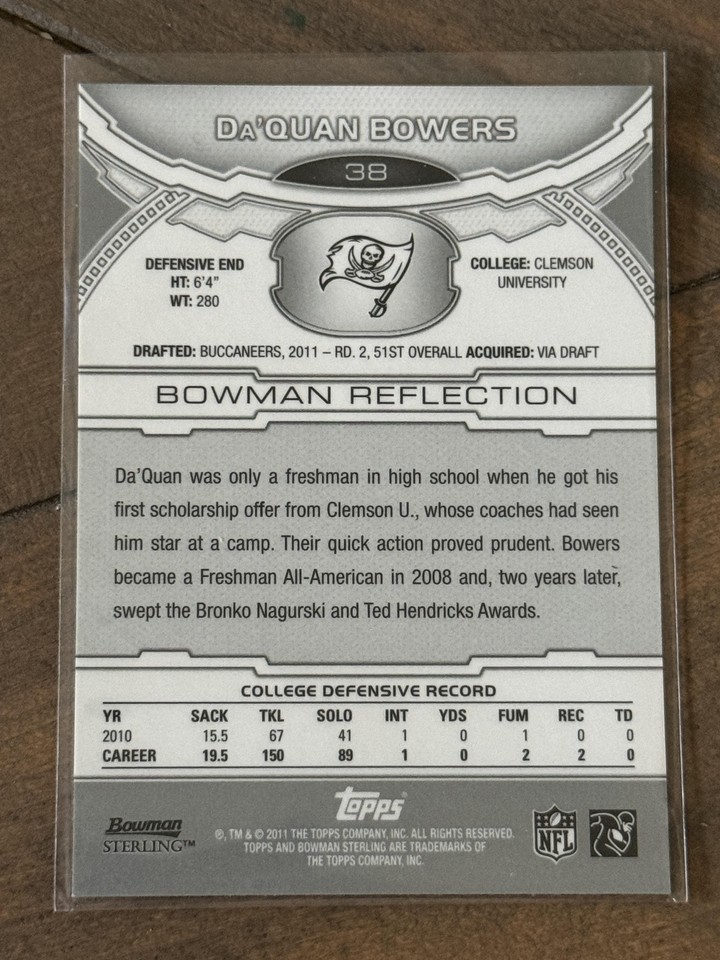 2011 Bowman Sterling #38 Da'Quan Bowers Refractors #/299 | eBay