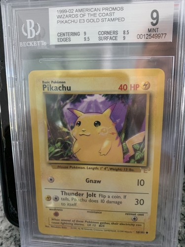 E3 Gold Stamp Pikachu 58/102 Base Set Pokemon Card Rare Becket 9 Graded ...
