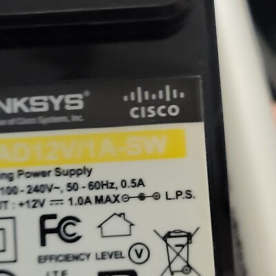 linksys ad12v/1a-sw power supply 100 - 240 volts to 12 volts dc @ 1 a ...