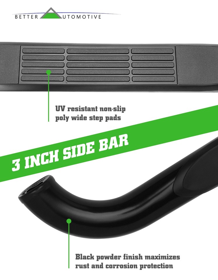 For 94-01 Dodge Ram 1500/94-02 Ram 2500/3500 Regular Cab 3" Black Side ...